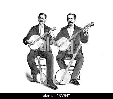 1880s 1890s OLD TIME MUSICIANS PLAYING 6 STRING GUITAR AND 5 STRING ...