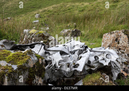 A crashed 2nd world war Halifax Bomber on Great Carrs in the Lake ...