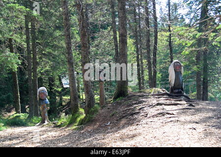Norwegian carved wooden trolls. Scandinavian folklore. Norway ...
