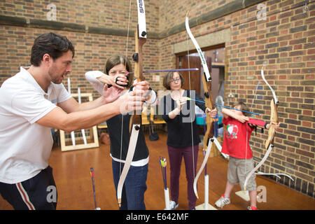Indoor archery lesson at 'Experience Archery' in London, England, UK ...