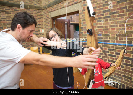Indoor archery lesson at 'Experience Archery' in London, England, UK ...