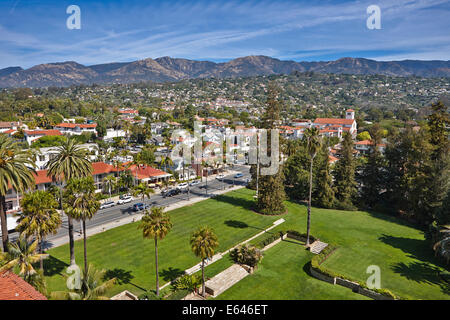 An aerial view of Santa Barbara, California looking downtown Stock ...