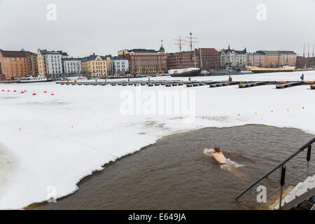 Ice swimming, Helsinki harbour, Helsinki, Finland Stock Photo - Alamy