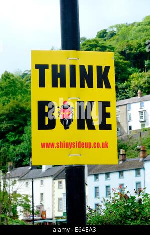 Think Bike road safety sign in the UK Stock Photo - Alamy