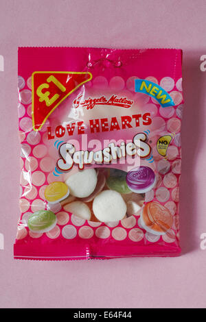 bag of Swizzels Matlow Love Hearts Squashies mixed fruit flavours ...