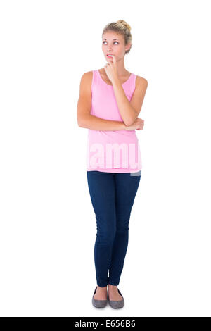 blonde thinking in pink Stock Photo - Alamy
