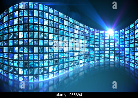 Curve of digital screens in blue Stock Photo - Alamy