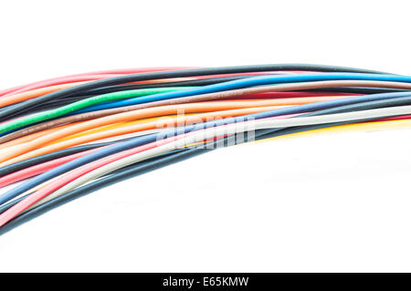 Colored wires isolated on white background Stock Photo - Alamy