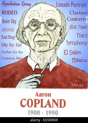 Aaron Copland illustration, American composer 1900 - 1990 Stock Photo ...