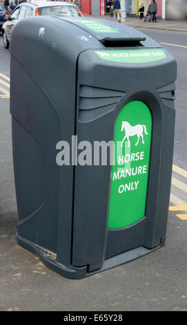 Roadside bin for horse manure on the seafront Blackpool Lancashire UK ...