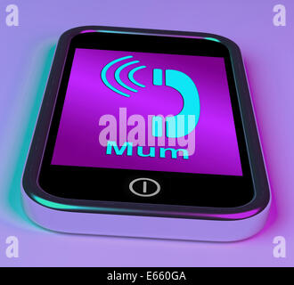 Call Mum On Phone Meaning Talk To Mother Stock Photo - Alamy