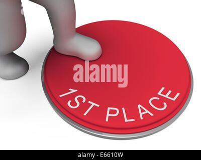 Win Button Meaning 1st Place Competition Or Victory Stock Photo - Alamy