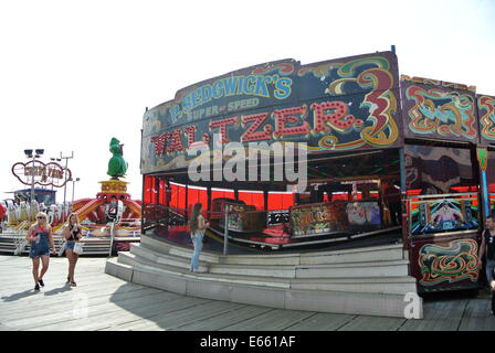 Blackpool Pier, funfair rides, The Waltzer ride Stock Photo - Alamy