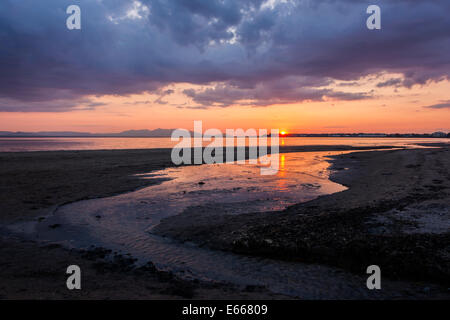 Troon, Ayrshire, Scotland, Evening sunset over the Firth of Clyde on ...