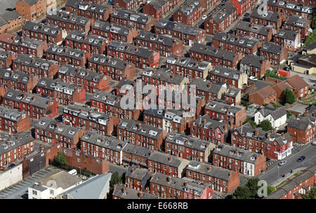 Victorian red brick back to back working class terrace houses with ...