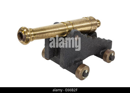 Vintage toy, cannon on white background Stock Photo - Alamy