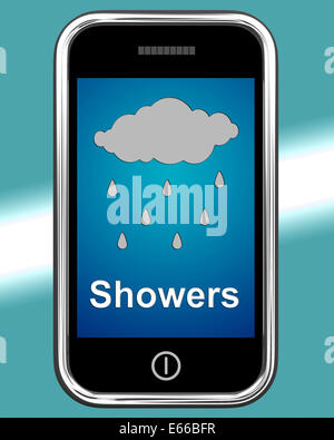 Showers On Phone Meaning Rain Rainy Weather Stock Photo - Alamy