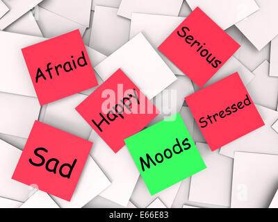 Moods Post-It Note Meaning Emotions And Feelings Stock Photo - Alamy