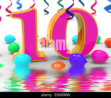 10 Balloons and Confetti Party Stock Photo - Alamy