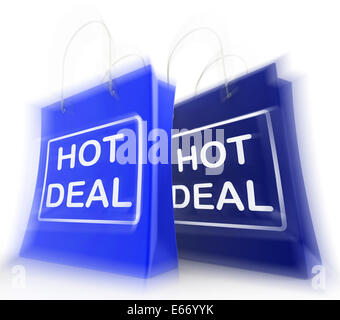 Hot Deal Bags Showing Shopping Discounts and Bargains Stock Photo - Alamy