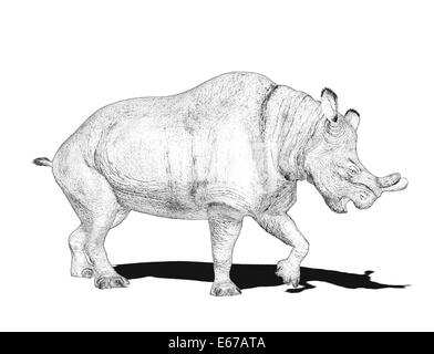 Prehistoric animal - Megacerops. Drawing with extinct animals. Template ...