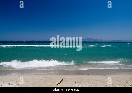 Tingaki Beach between Kos town and Tingaki, with Pserimos Island in the ...