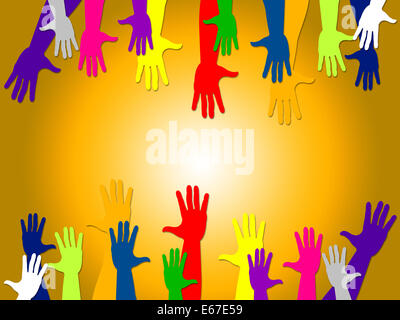 Reaching Out Meaning Hands Together And Friendships Stock Photo - Alamy