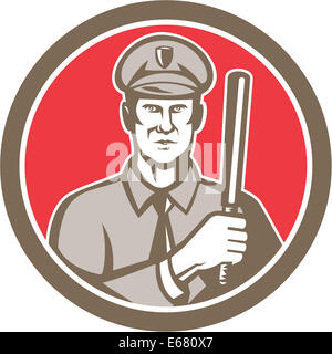 Illustration of a policeman police officer with night stick baton ...