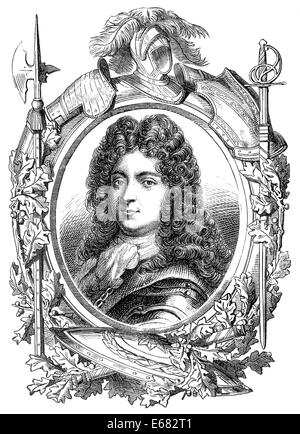 Portrait de Philippe II duc d'Orleans (1674-1723) Regent et le chateau ...