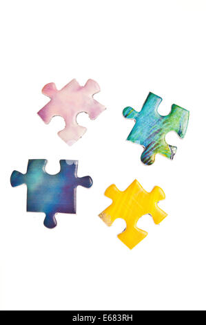 Four pieces jigsaw puzzle isolated, 3d rendering Stock Photo - Alamy