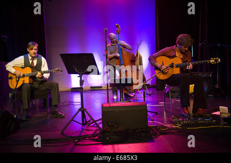 Live music Remi Harris Gypsy Jazz Project band on stage at Brecon Jazz ...