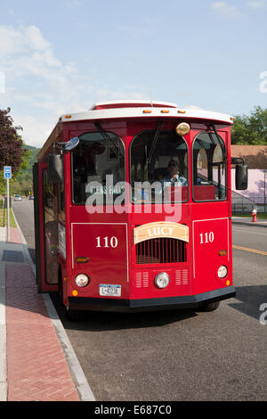 Tourist trolley bus in Lake George, New York Stock Photo - Alamy