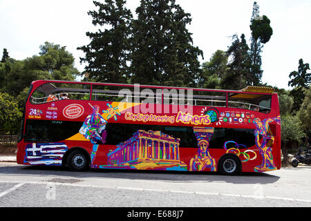 Athens Greece Tour Bus in Traffic Jam Stock Photo - Alamy