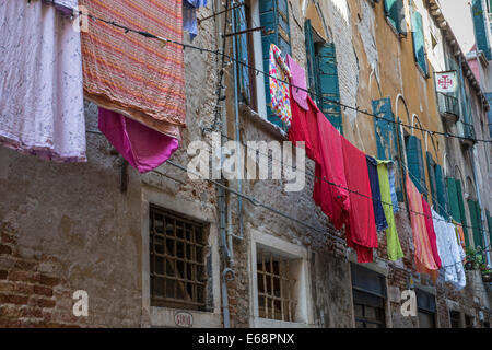 Clothes on clothesline, Venice, Italy, Europe Stock Photo - Alamy
