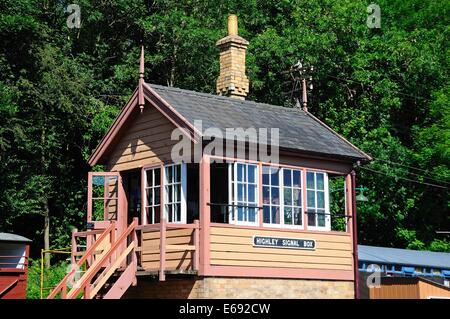 Old railway signal box at Highley on the Severn Valley Railway with ...