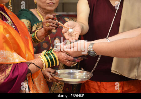 The Kanyadaan gift of a maiden ceremony of Hindu wedding ritual. Nagpur ...
