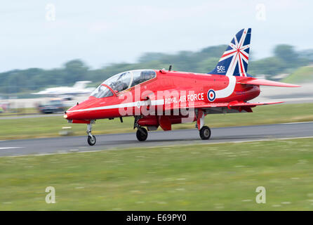 RAF Red Arrow aircraft tail fins. A line of tail fins of the Red Arrow ...