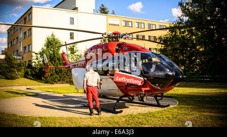 Another Hospital. 12th Aug, 2014. Landing of the DRF rescue helicopter ...