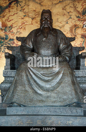 China, Beijing, Chang Ling, Statue of the Yongle Emperor, bronze figure ...