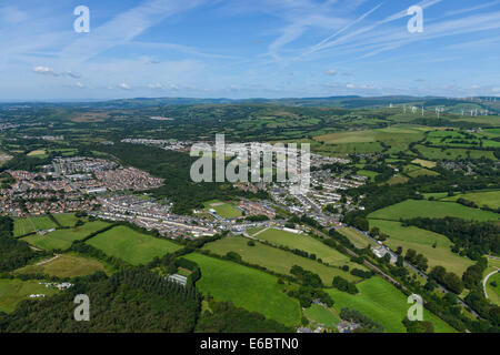 An aerial image showing the village of Llanharan, Rhondda Cynon Taff ...