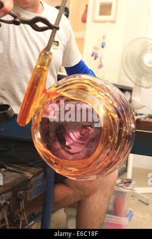 Colin Hawkins Blowing Glass at Cirencester Stock Photo - Alamy