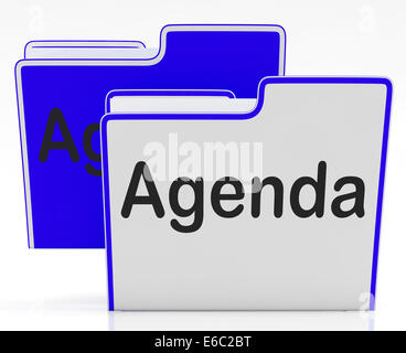 Agenda Folders Showing Schedule Lineup Or Timetable Stock Photo - Alamy