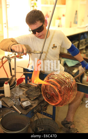 Colin Hawkins Blowing Glass at Cirencester Stock Photo - Alamy