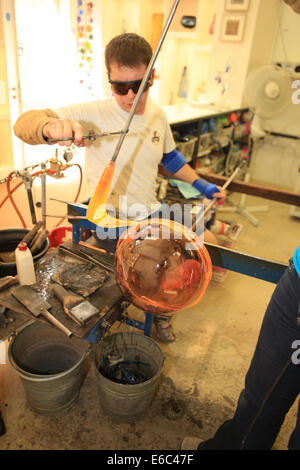 Colin Hawkins Blowing Glass at Cirencester Stock Photo - Alamy