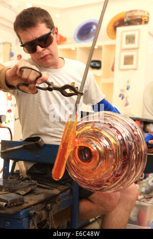 Colin Hawkins Blowing Glass at Cirencester Stock Photo - Alamy