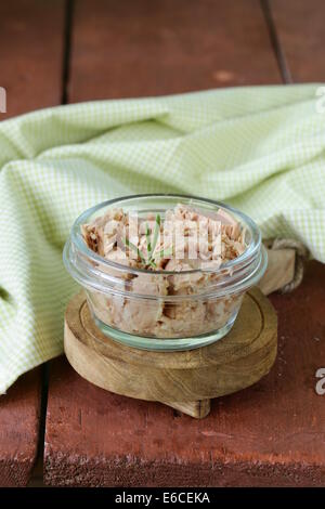 Glass jar with canned tuna in oil Stock Photo - Alamy