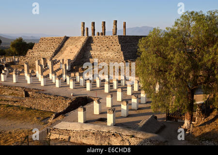 Pillars of the Palacio Quemado (Burnt Palace) at the Toltec ruins of ...