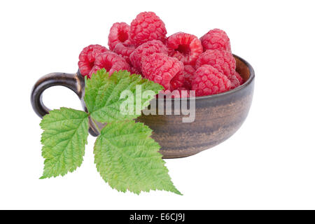 ripe raspberries in cup isolated on white Stock Photo - Alamy