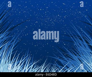 Editable vector background of grass and stars as separate object Stock ...