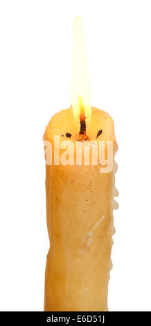 burning stearin candle close up isolated on white background Stock ...